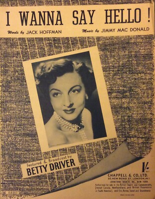 I WANNA SAY HELLO! - JACK HOFFMAN. - SHEET MUSIC | eBay