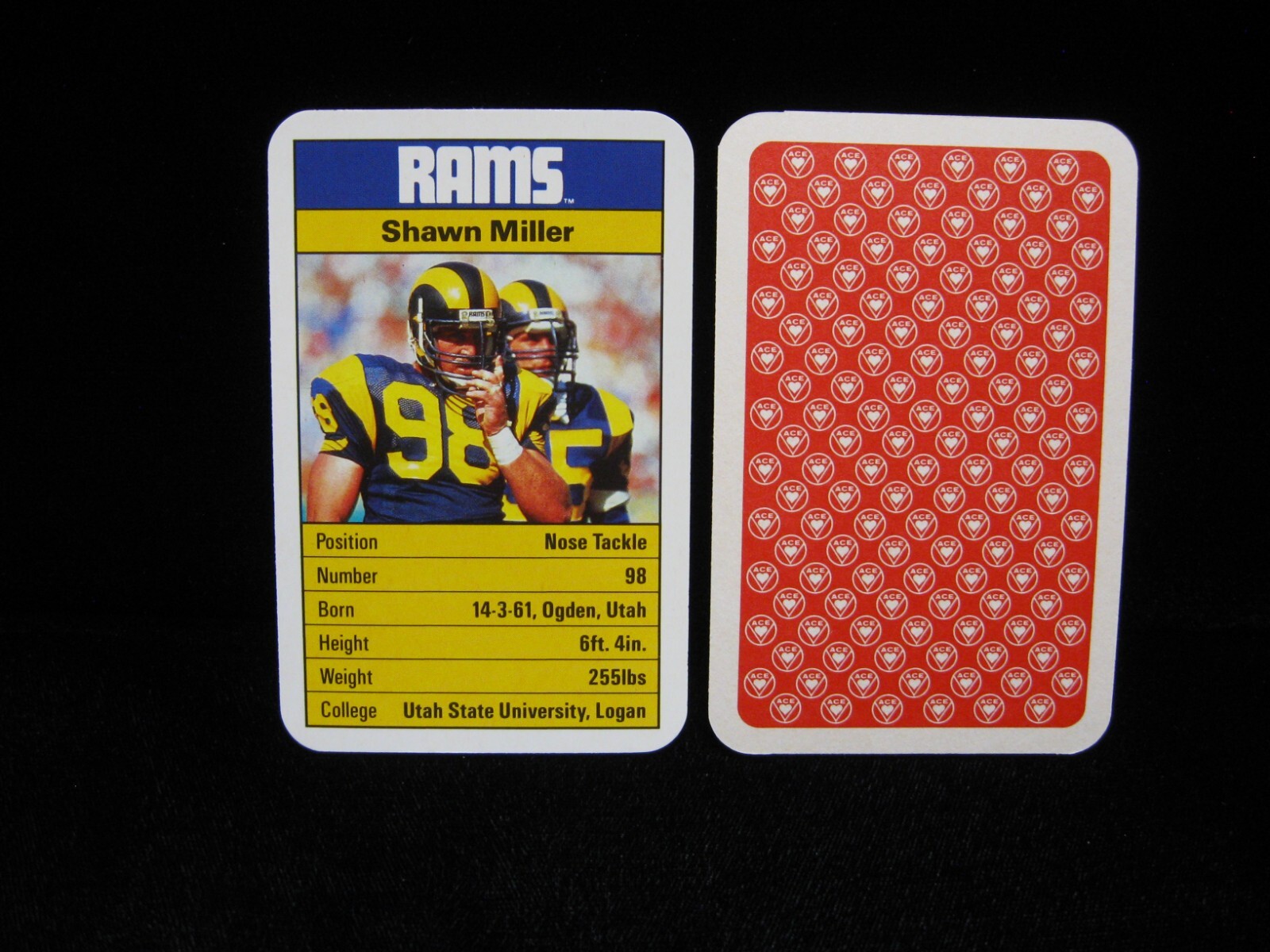 1987 Shawn Miller Los Angeles Rams "Ace Fact Pack" Card United Kingdom ...