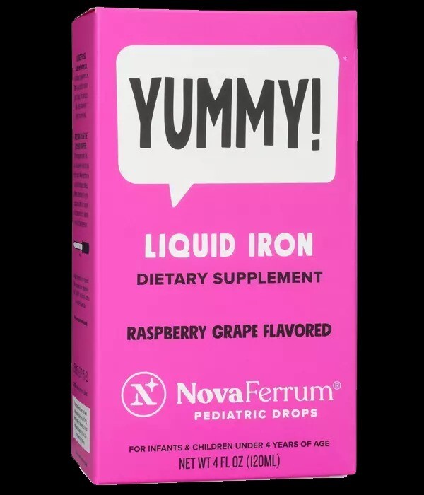NovaFerrum Pediatric Drops Liquid Iron Raspberry Grape Flavored 15 mg 4 ...