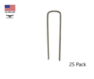 25 pack 4" Steel Staple Landscape Pin Sod Fabric Stake Fastener Anchor ...