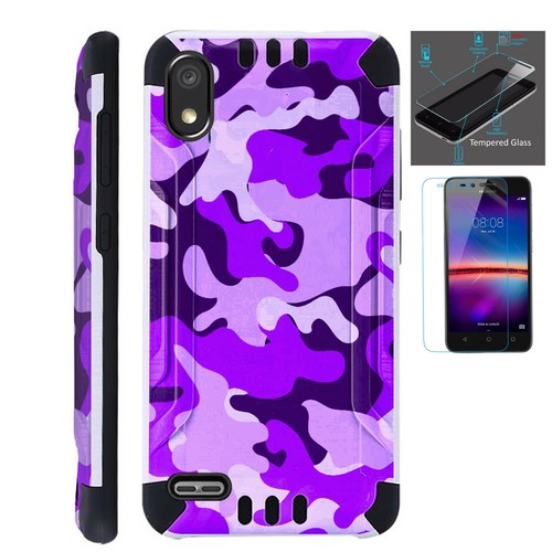 COMBAT for TCL A2X A2 Phone Case Cover + SCREEN PROTECTOR/ PURPLE ...