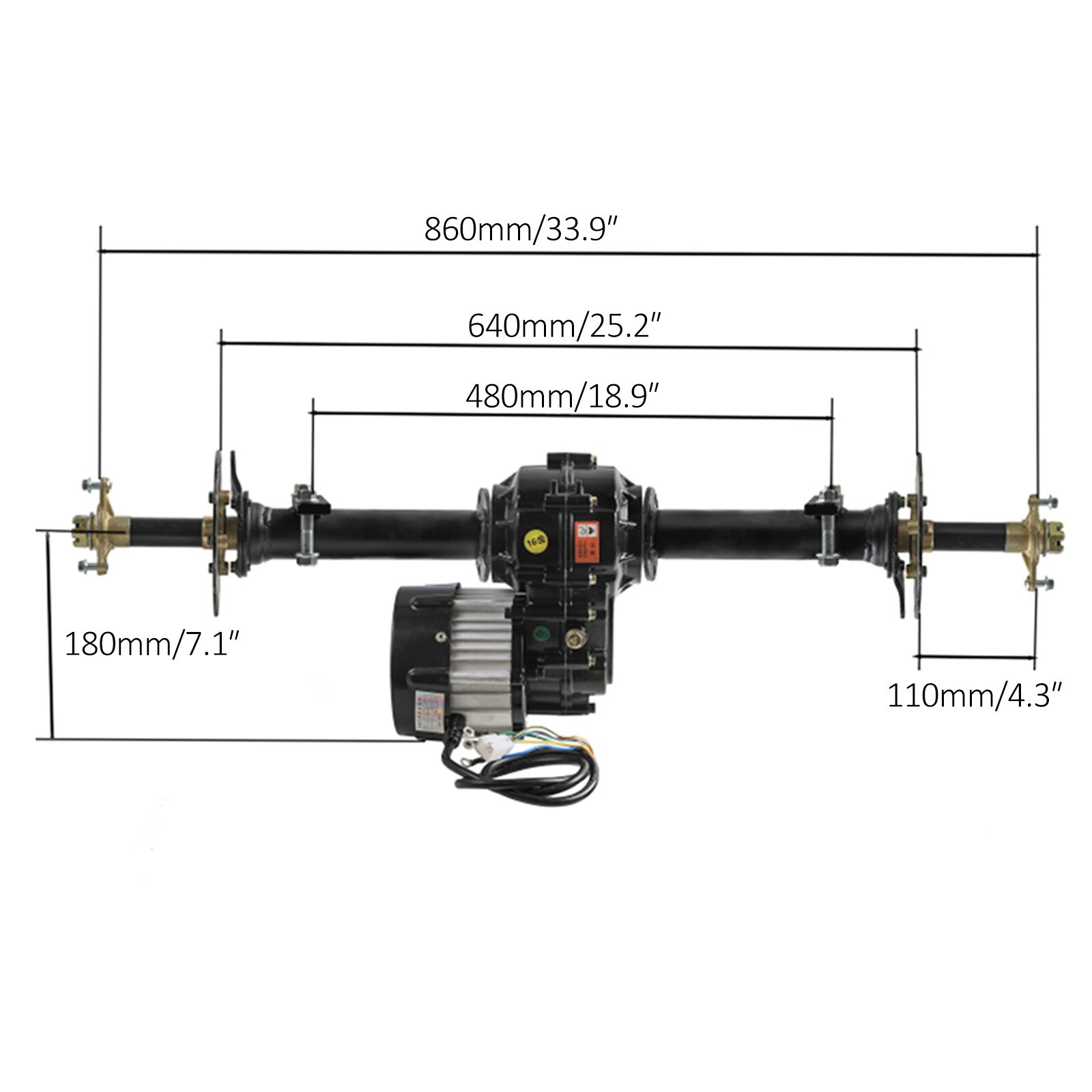 34" Rear Axle Kit 1000W Brushless Differential Motor Grip for 2/3 ...