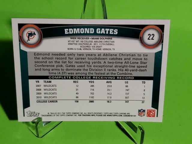 2011 Topps Chrome - #22 Edmond Gates (RC) for sale online | eBay