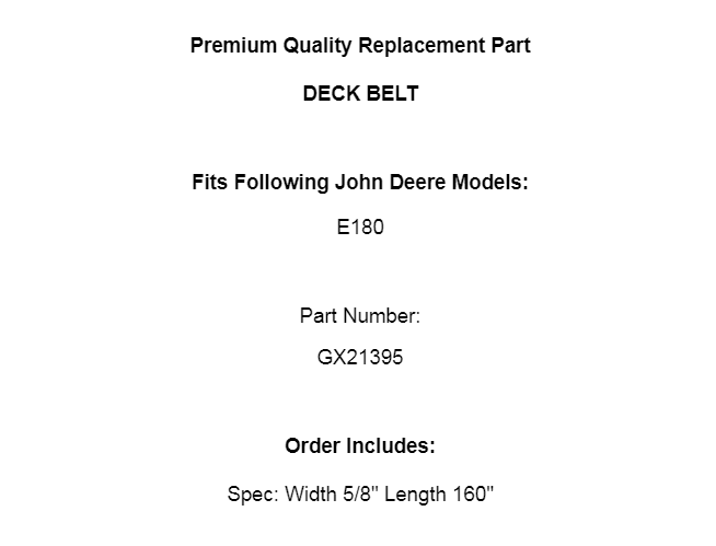 5/8 X 160 Deck Belt For John Deere E180 100 Series Tractor 54 Inch Deck ...