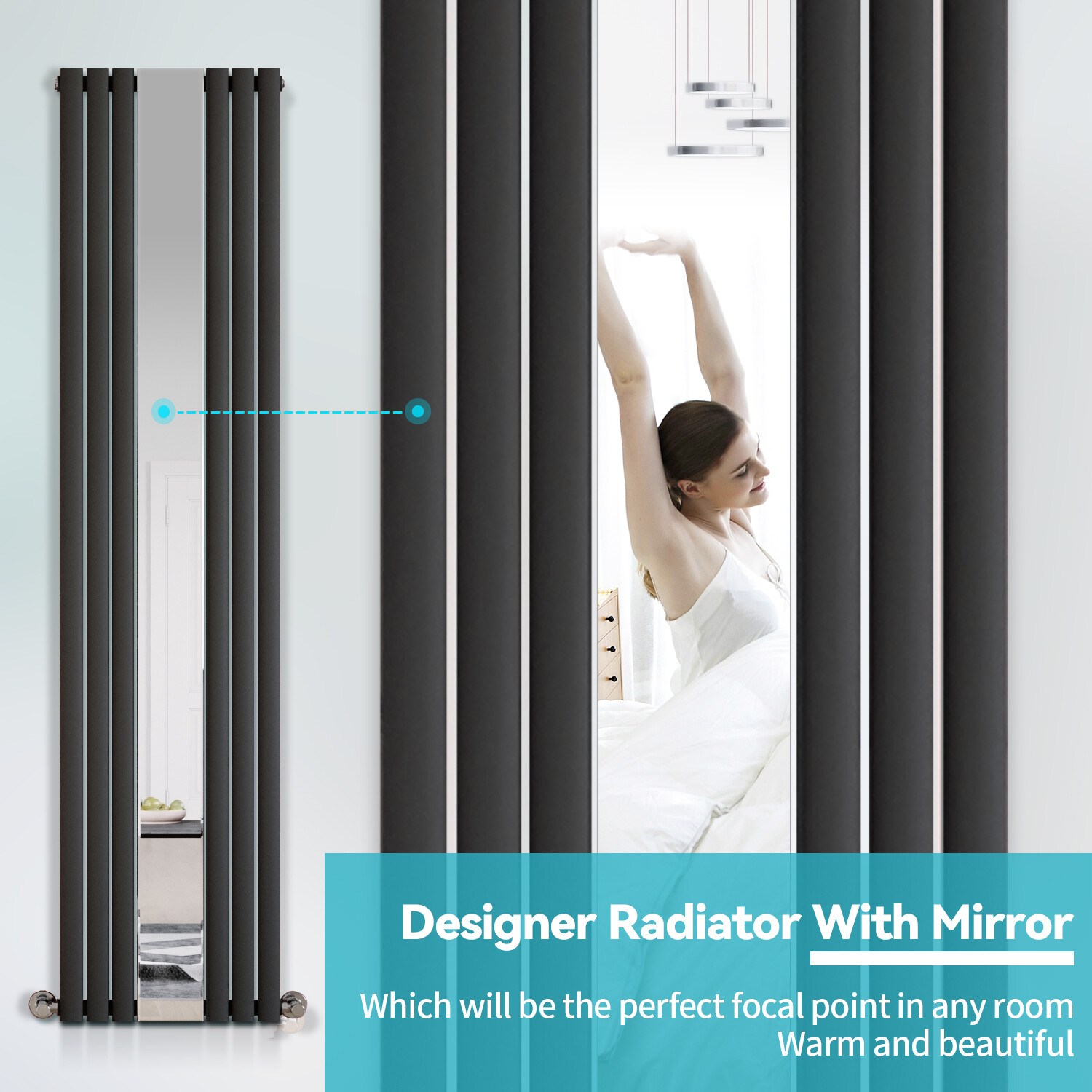 Anthracite Mirror Radiator Vertical 1800x500 Single Oval Column With ...