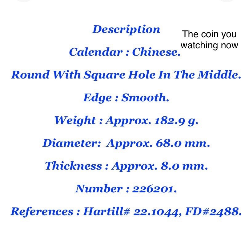 Chinese 100 Cash Coin 1850-1861, Xianfeng Zhongbao, Qing Dynasty, China ...