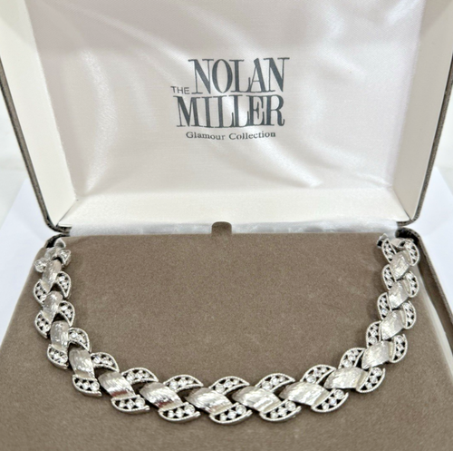 Vintage Signed Nolan Miller Silver Tone Crystal Rhinestone Collar ...