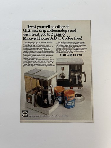 Vintage 1976 Print Ad General Electric Automatic Drip Coffee Maker ...