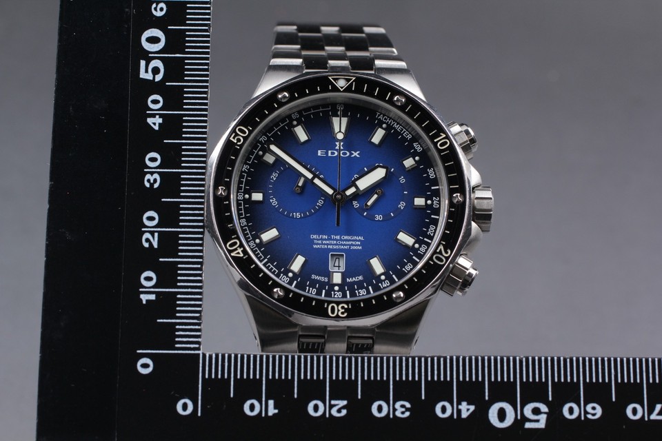 [Exc+5 w/ BOX] EDOX Delfin Chronograph Diver 10109 Quartz Men's Swiss ...