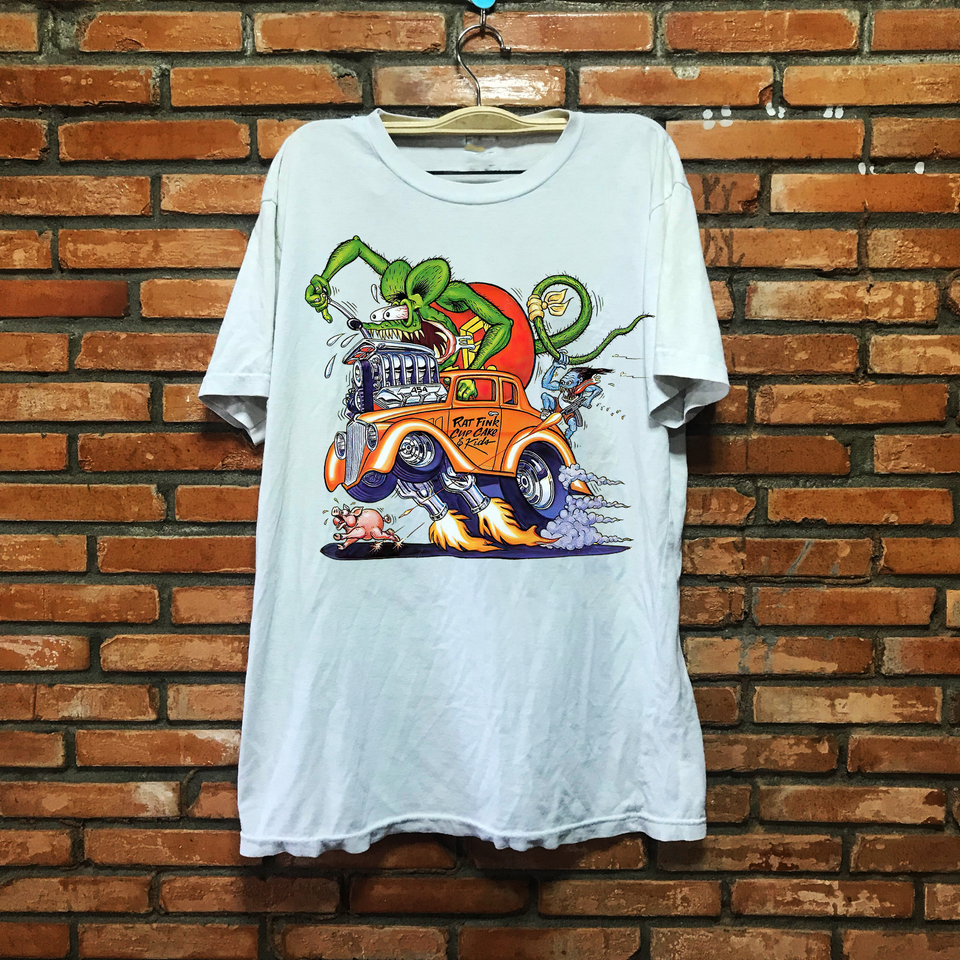 Vintage Rat Fink T-Shirt Hot Rod Graphic Tee Ed Roth Style Streetwear ...