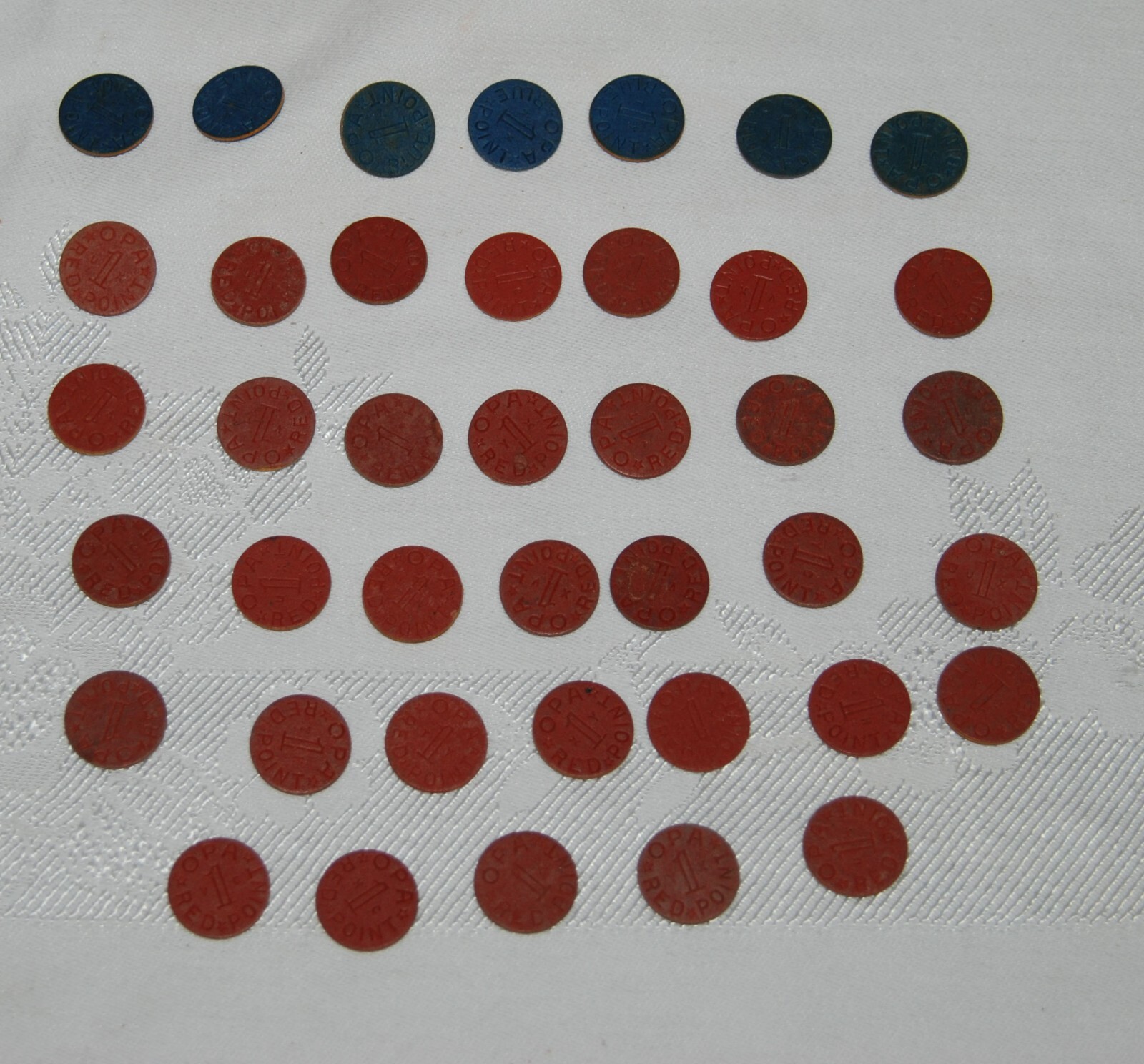 Lot of 40 US OPA Red and Blue Point WWII Rationing Tokens | eBay