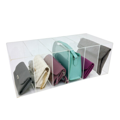 6 SLOT ACRYLIC PURSE/HANDBAG ORGANIZER - POCKETBOOK BIN - SMALL CRACK ...