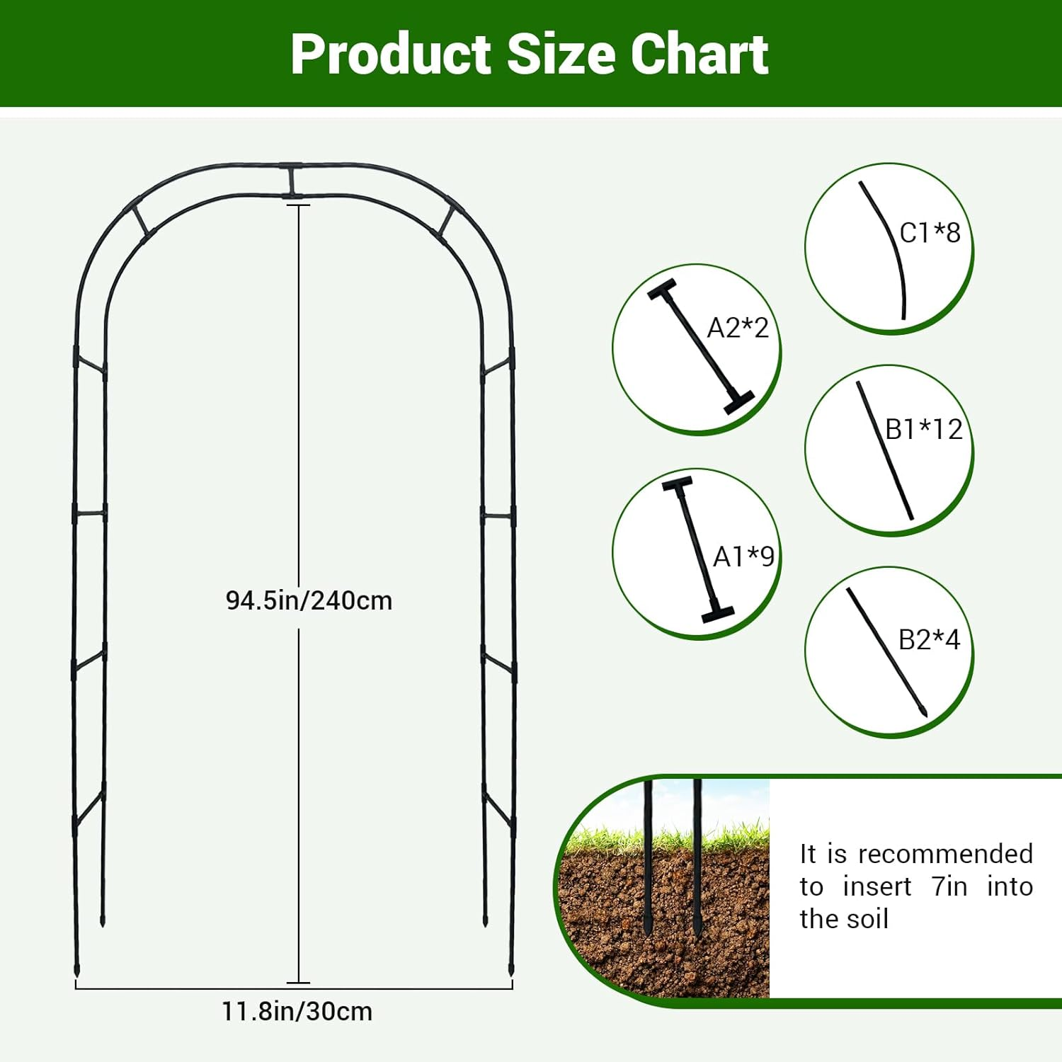 Garden Arch Trellis - 47(L) * 94(H) Inch, Trellis for Climbing Plants ...