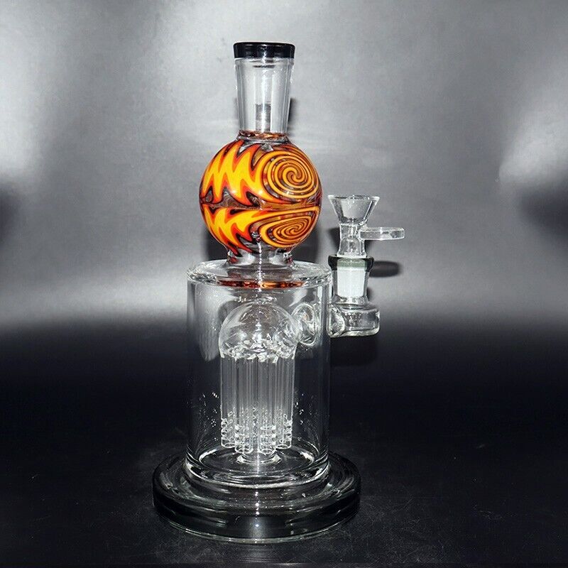 8"Gorgeous Glass Water Pipe Orange Percolator Bong Smoking Hookah ...