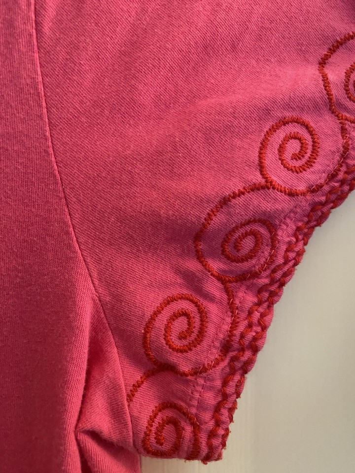 JOHNNY WAS Pink / Red Heart Scoop Neck Embroidered T-Shirt XL | eBay