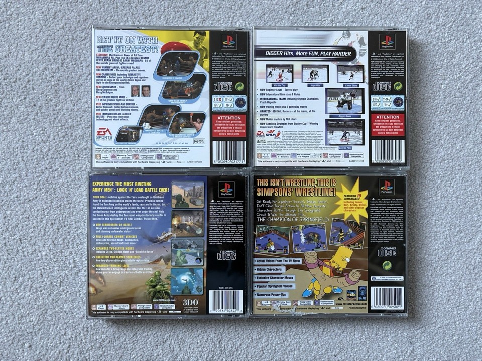 PS1 Games Bundle. NHL99, Simpsons wrestling, Knockout Kings & Army Men ...