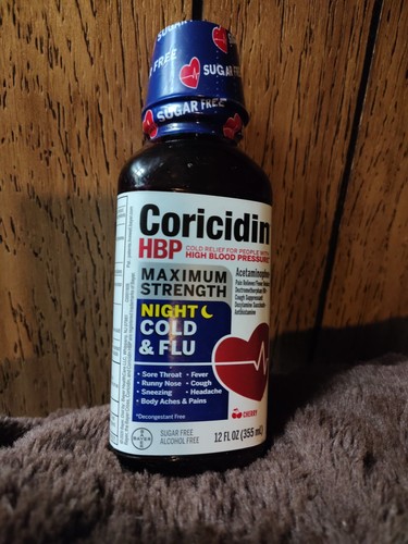 Coricidin HBP Maximum Strength Night Cold & Flu Liquid Cherry 12 OZ | eBay