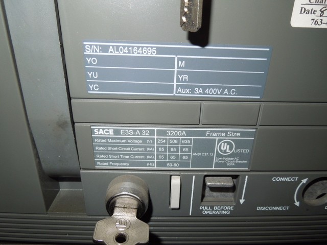 H123985 ABB SACE Emax E3 Circuit Breaker E3s-a 32 3200a Frame W ...