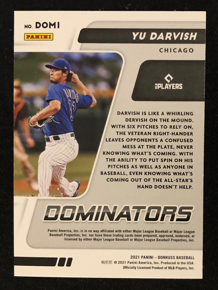 2021 Donruss Baseball Yu Darvish Chicago Vector Dominators Insert Card ...