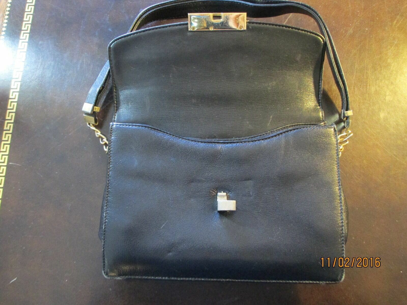 Antique / Vintage Koret black genuine leather shoulder bag,purse ...