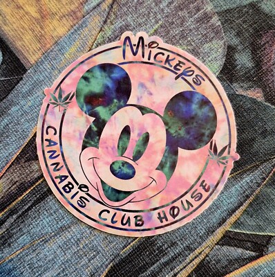 Mickey Mouse Cannabis Club 82mm Sticker Car Wall Laptop Weatherproof ...