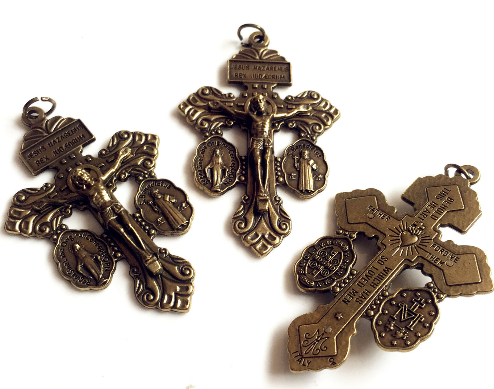 LOT OF 3PC ITALY Pius X Indulgenced Pardon Crucifix Cross Rosary Parts ...