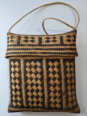 Panama Embera Choco Covered Shoulder Bag Handwoven Palm Frond Vintage ...