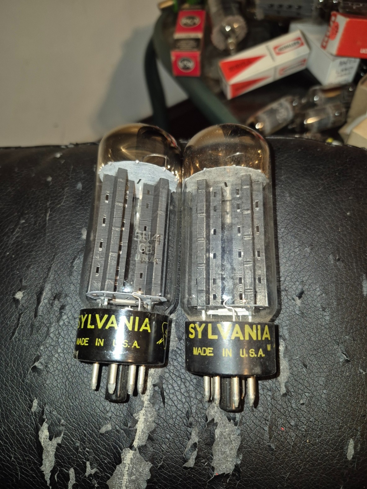 2 Strong Sylvania Black Plate 5U4GB / 5U4 Tubes #20207 | eBay