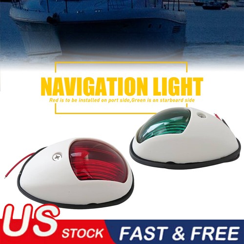 RED&GREEN LED NAVIGATION LIGHTS WHITE HOUSING-Port/Starboard PW Boat ...