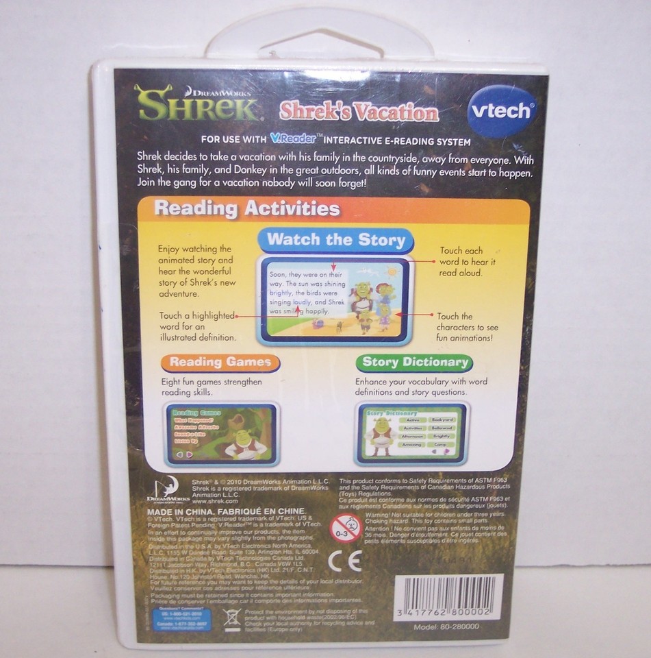 NEW! VTech V.Reader Cartridge : Shrek's Vacation : Ages 5-7 (80-280000 ...