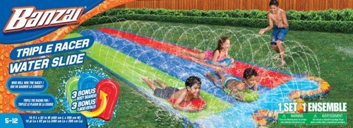 Banzai Triple Racer Water Slide 3 racing lands and splash pool ...