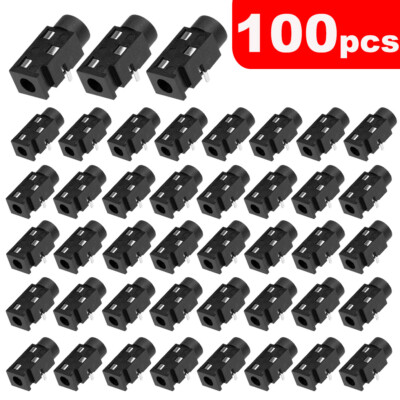 100Pcs PCB Mount 3.5mm 3Pin Socket Stereo Jack Audio Video Connector ...