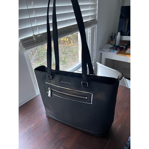 Michael Kors Jet Set Black Leather Large Tote Bag | eBay