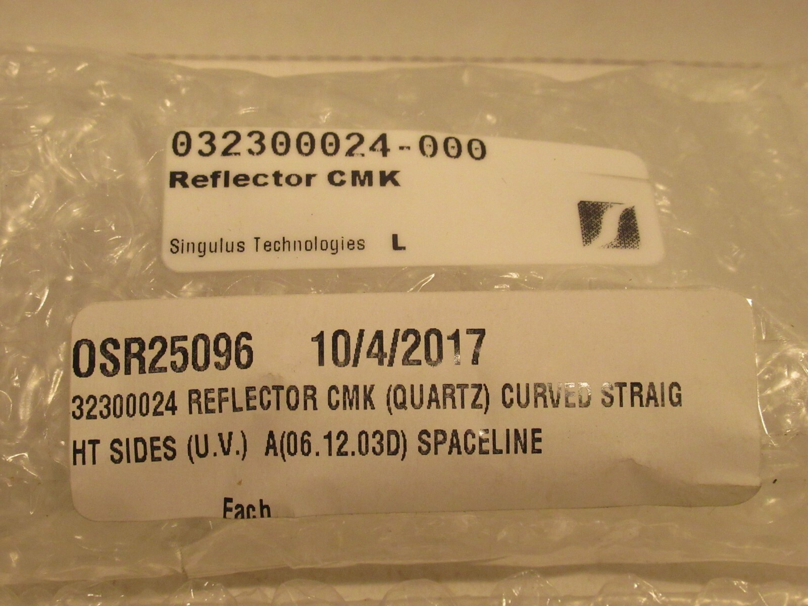 NEW SINGULUS 032300024-000 QUARTZ CURVED UV REFLECTOR FOR SPACELINE | eBay