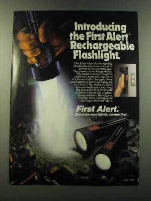 1986 First Alert Rechargeable Flashlight Ad | eBay