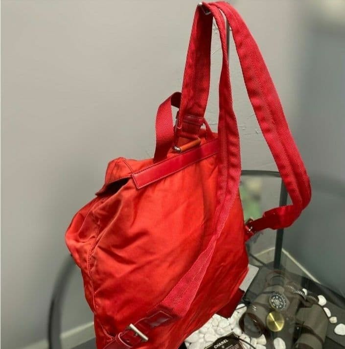 PRADA Red Nylon Backpack with Front Pocket, Authentic, Pre-Owned | eBay