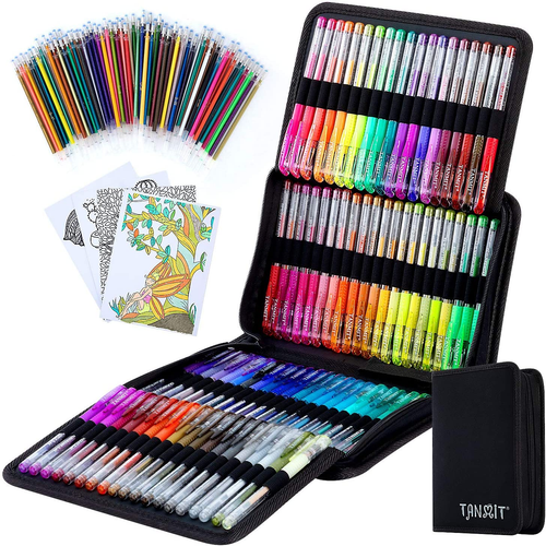 TANMIT Glitter Gel Pens, 160 Pack Glitter Pen with Case for Adults ...