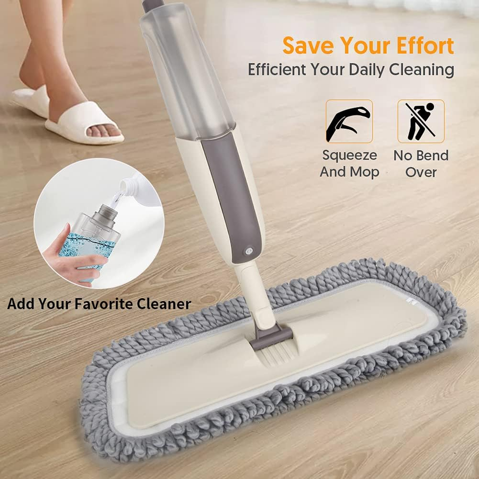 360° Spray Mops for Floor Cleaning with 5 Washable Pads, Wet Dry ...
