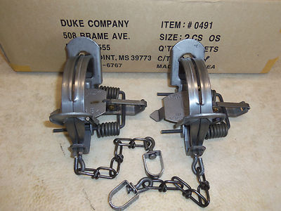 2 New Duke # 2 OFFSET Coil Spring Traps 0491 Bobcat Coyote Lynx ...