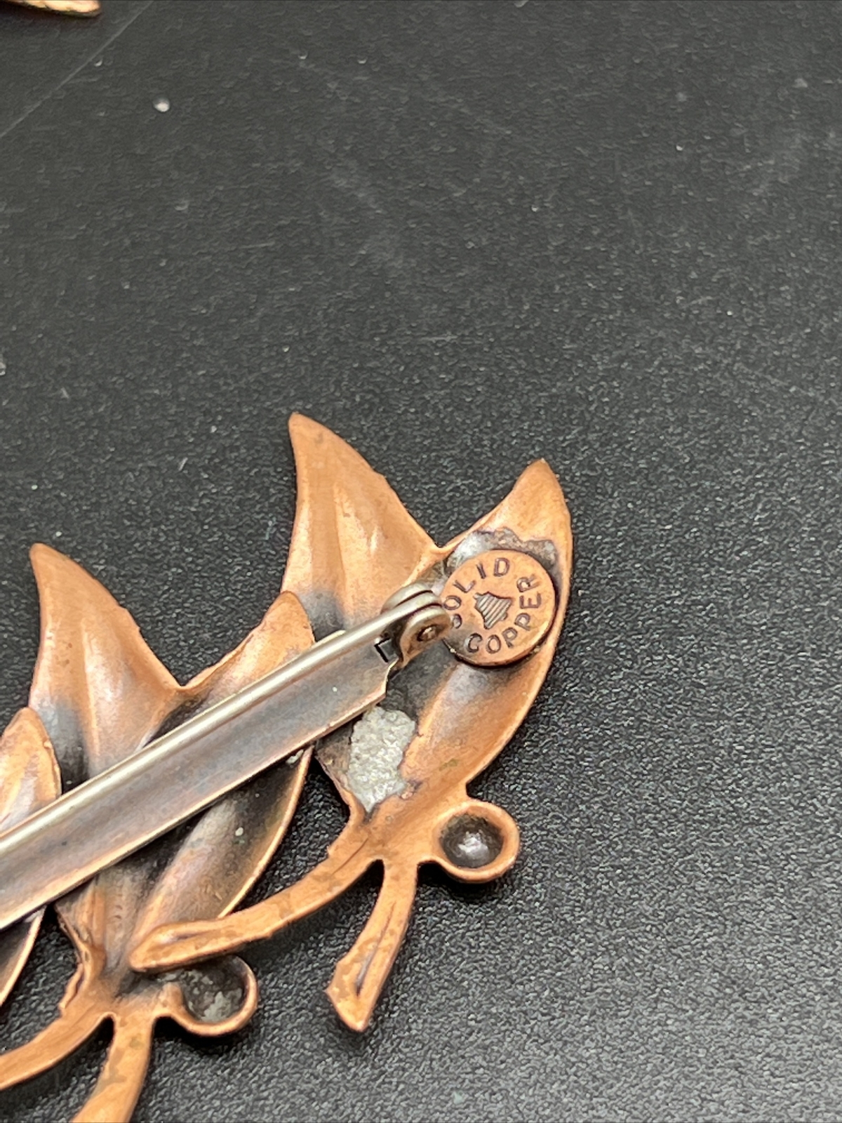Vintage Signed Bell Copper Pin Brooch Earrings Set Le… - Gem