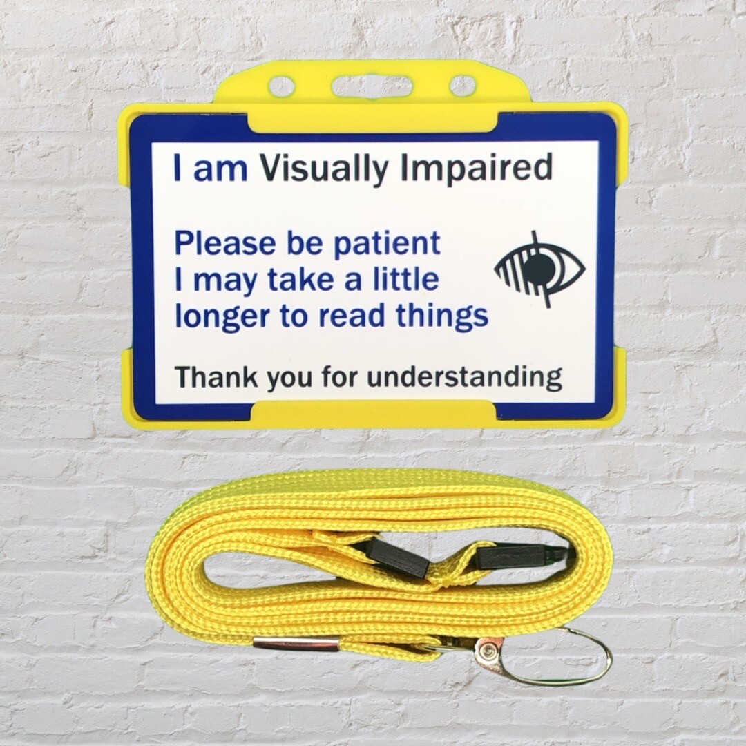 Visually Impaired Hidden Disability Awareness Card & Lanyard FREE UK 🚚 ...