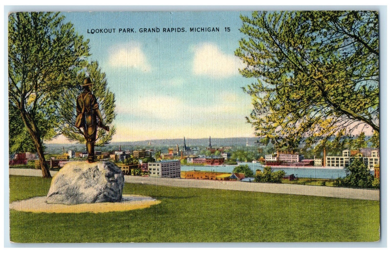 c1930's Lookout Park Monument Scene Grand Rapids Michigan MI Vintage ...