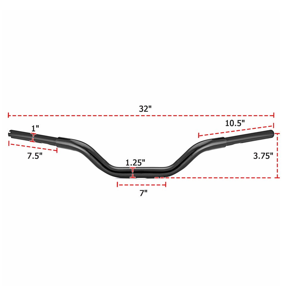 Flat Chrome Black Hefty Super Bars Drag Beach Bar Handlebars For Harley ...