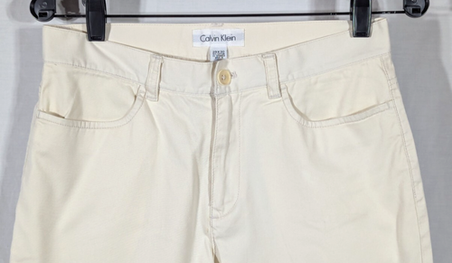 Calvin Klein Mens White/Cream Pants 29x28 Cotton & Spandex Trouser ...
