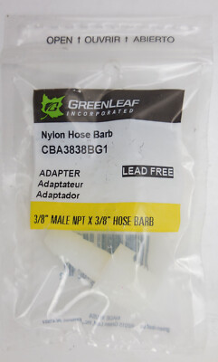 Greenleaf Nylon Adapter 3/8 Male NPT x 3/8 Hose Barb CBA3838BG1 #82p | eBay