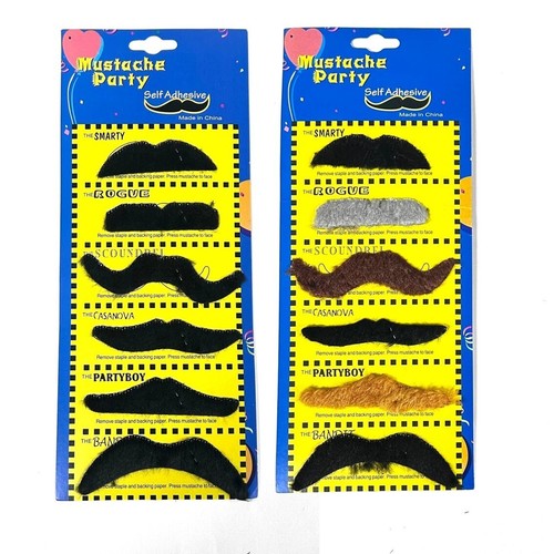 Pick & Choose 6 Pack Moustaches Self-Adhesive Stick On Facial Hair ...