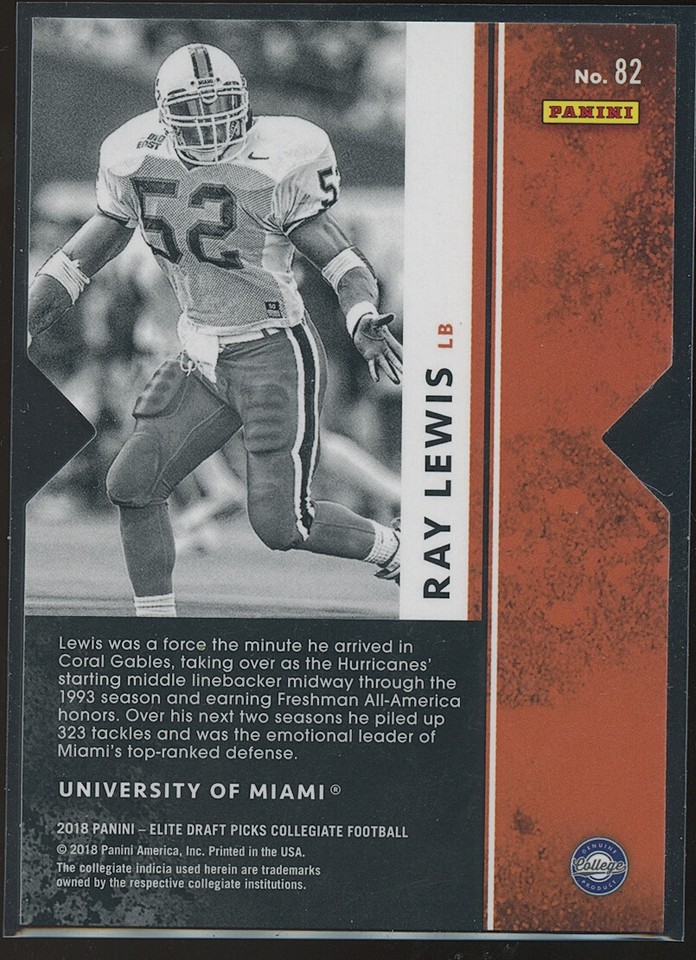 Ray Lewis 2018 Panini Elite Jersey Number 52/99 | eBay