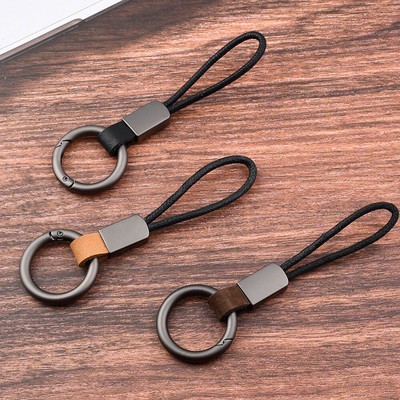 Genuine Leather Keychains Lanyard Keyring Holder Cover Keyring ...