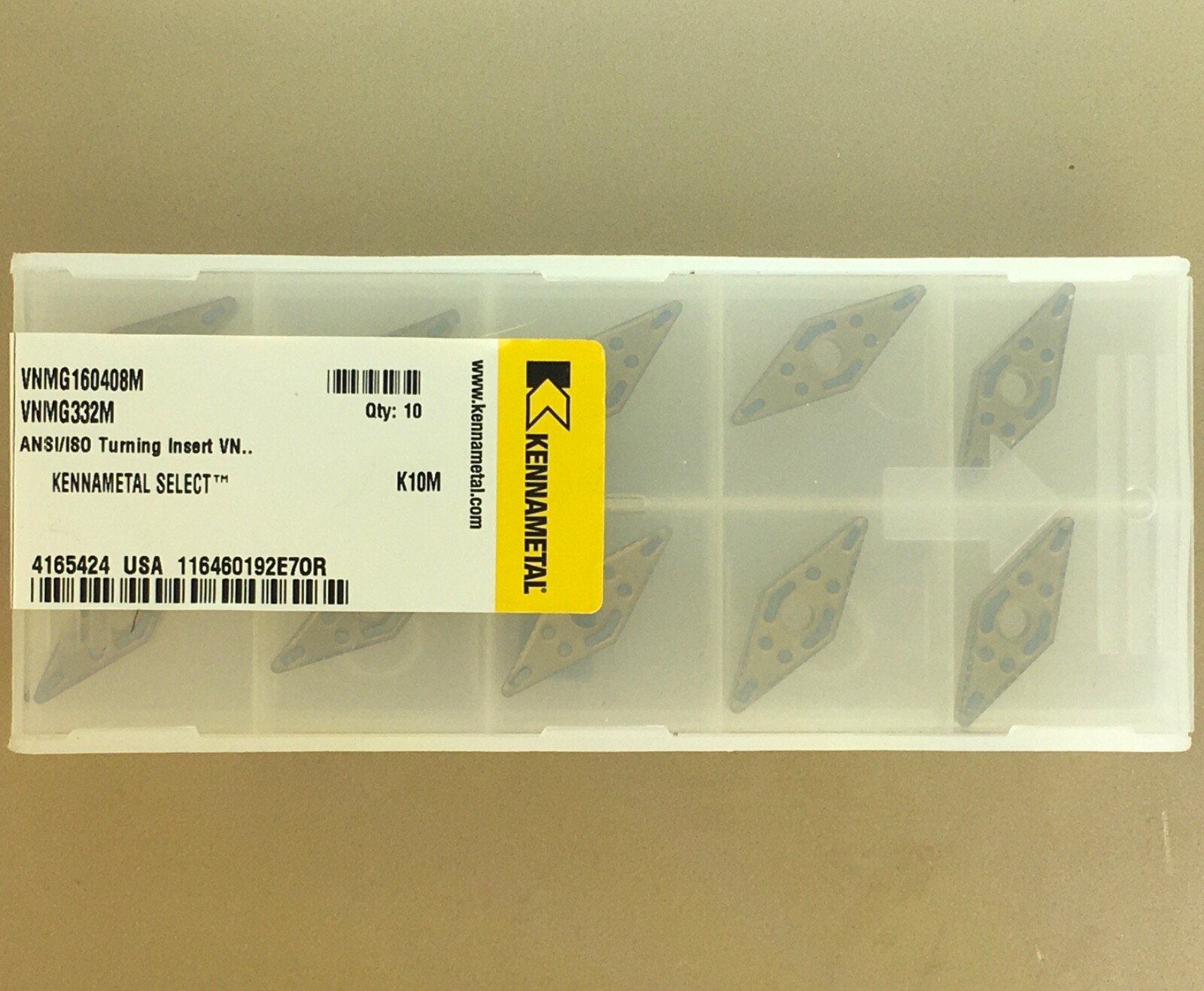 10pc KENNAMETAL VNMG 16 04 08M // VNMG 332M Carbide Inserts; K10M🎯 ...