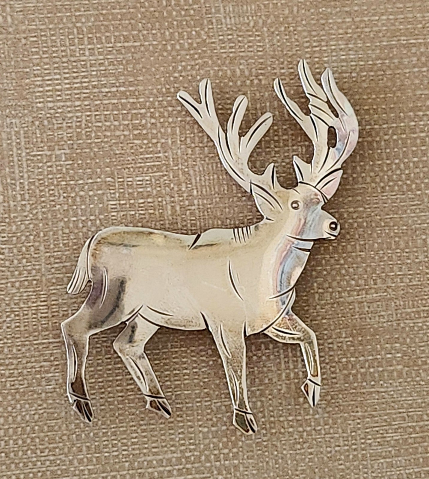 Native American FRANK YAZZIE Signed FY Sterling Silver Mule Deer Buck ...